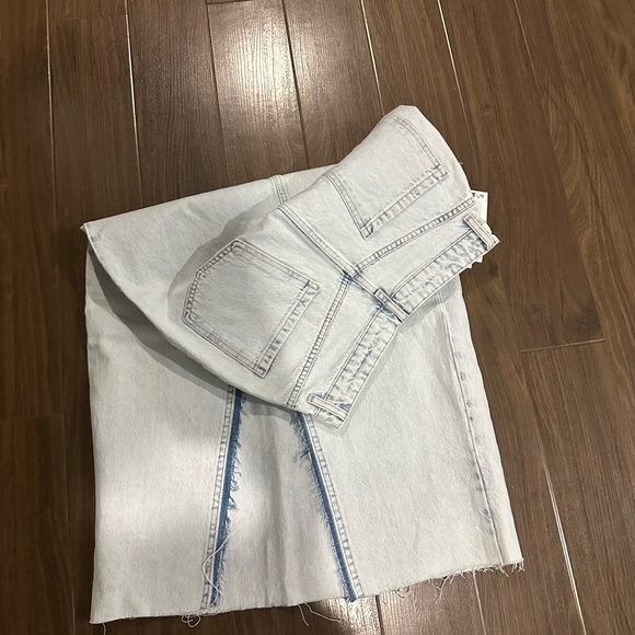 Zara | Pants & Jumpsuits | Zara Light Blue Deep Split Denim Skirt ...